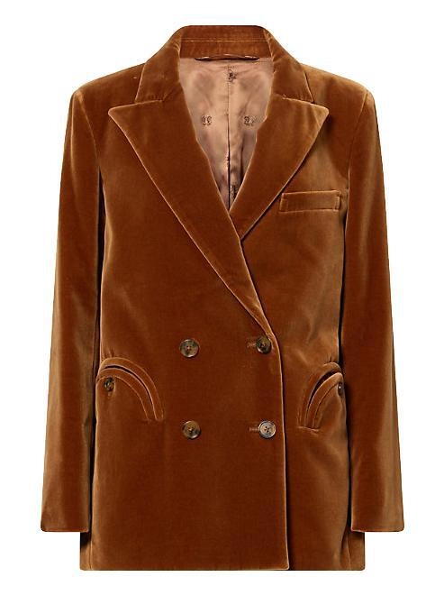 BLAZÉ MILANO Double-breasted Peak Lapel Blazer - Caramel