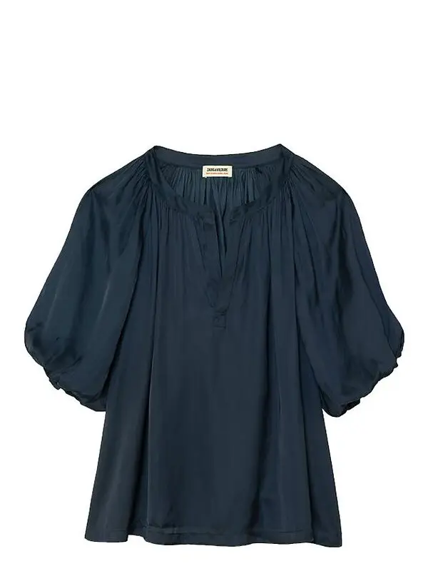 Zadig&Voltaire Teko Puff Sleeve Satin Blouse - Marine