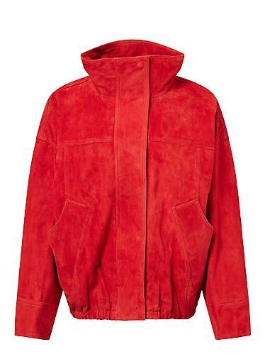 ROHE FRAMES Stand-collar Suede Jacket - Red