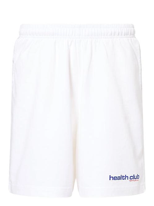 SPORTY & RICH Health Club Logo Cotton Shorts - White