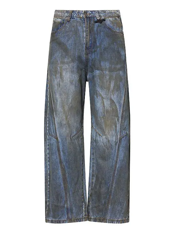 1886 Dirty Wash' Curved-seam Wide Leg Jeans - Blue
