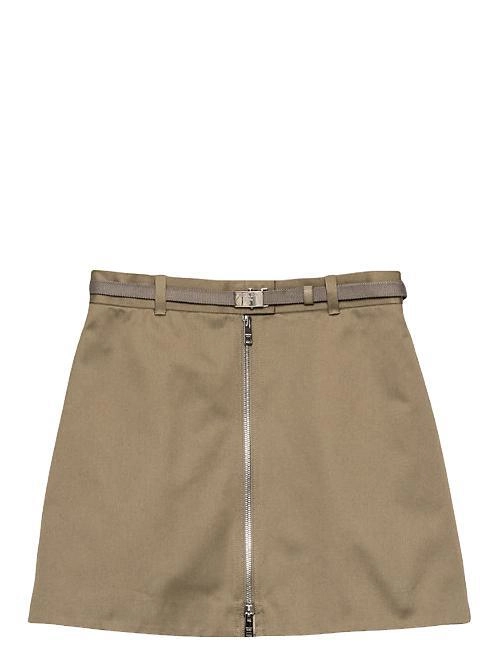 Prada Belted Cotton Mini Skirt - Grey