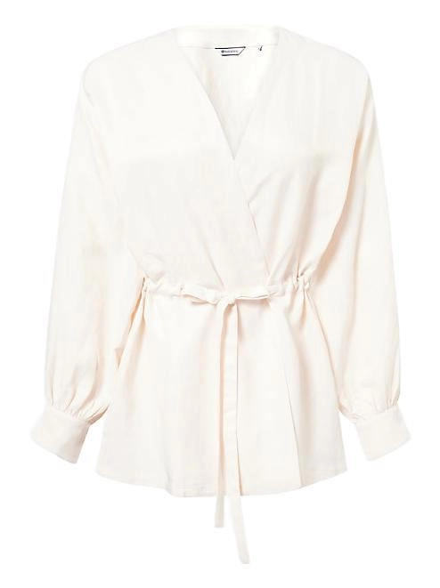 KAYANEE Linen-blend Wrap-front Top - Stone Grey