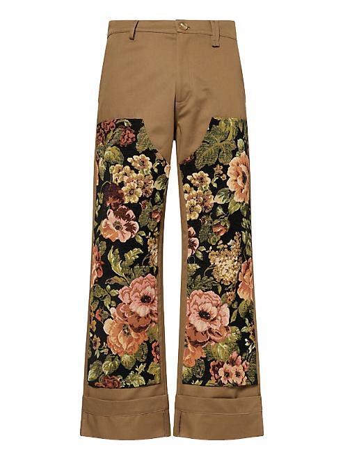 Simone Rocha Patchwork Embroidered Cotton Trousers - Khaki/multi