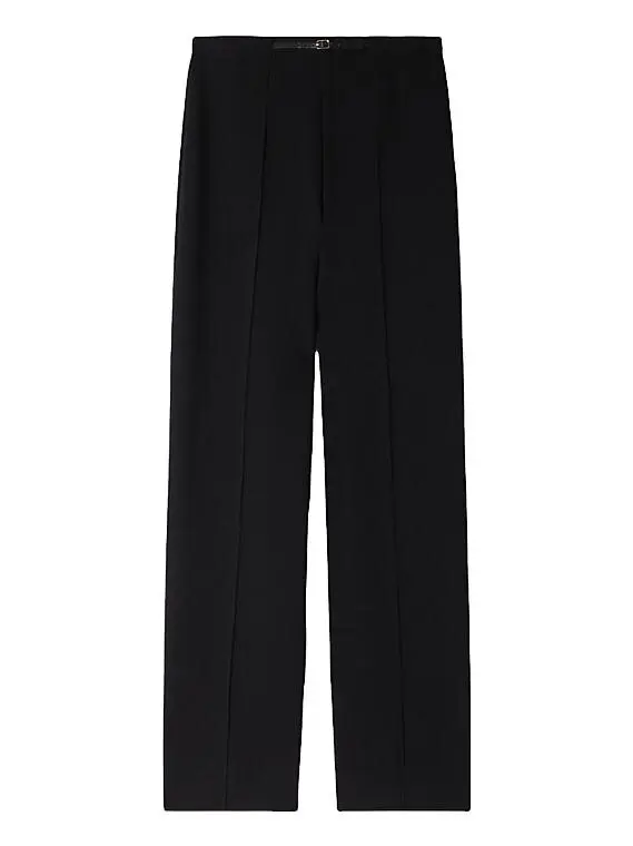 Sandro High-rise Straight-leg Stretch-woven Trousers - Black