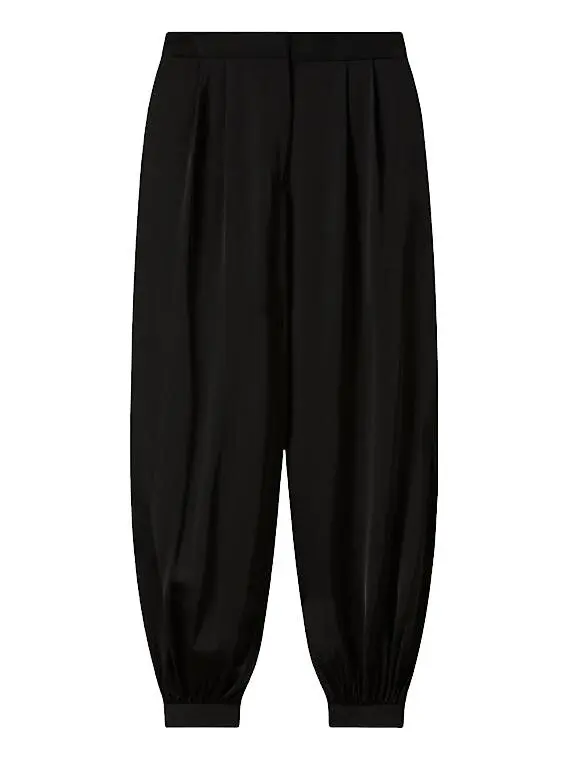 Whistles Balloon-leg High-rise Satin Trousers - Black