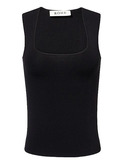 ROHE FRAMES Square Neck Bustier Knitted Top - Black