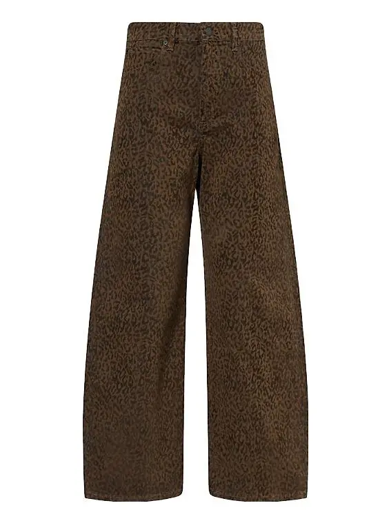 FRAME The Bow Crop Animal-print Denim Jeans - Sandcat