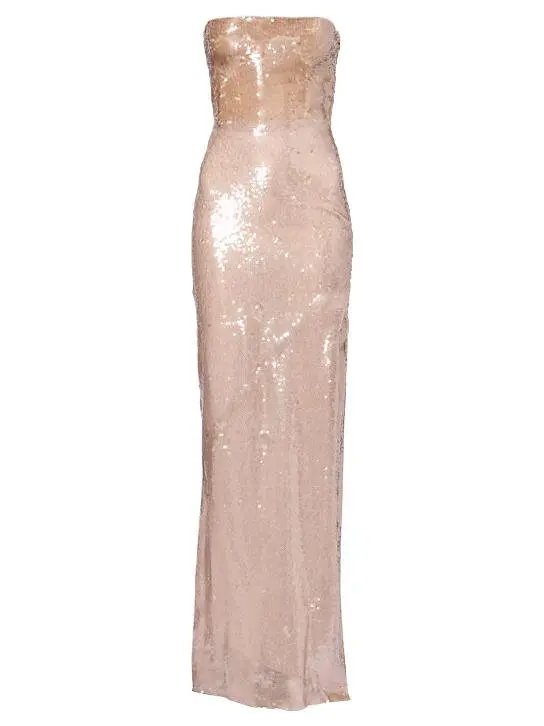 Galvan Strapless Embellished Gown - Moonlight