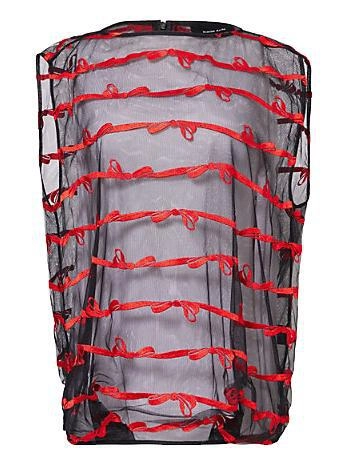 Simone Rocha Embroidered Mesh Smock Top - Black Red
