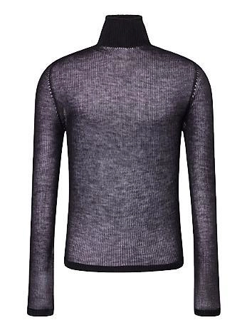 Rick Owens Sheer Ribbed Cashmere Turtle Neck Jumper - Black