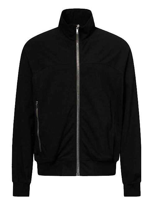 Rick Owens Zip Up Funnel Neck Cotton Jacket - Black
