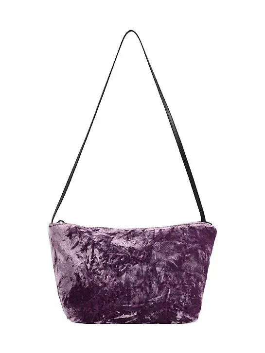 VALESQUE Crushed Velvet Shoulder Bag - Lilac