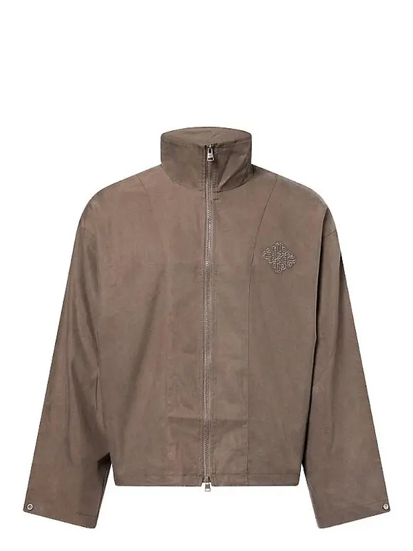 THE COUTURE CLUB Funnel-neck Zip-through Woven Jacket - Brown