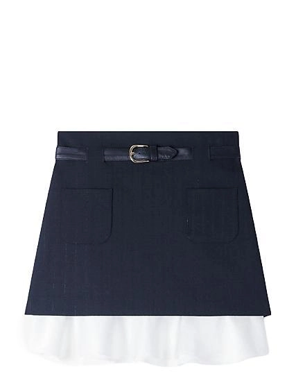 Sandro Belted Ruffled-hem Mini Skirt - Black