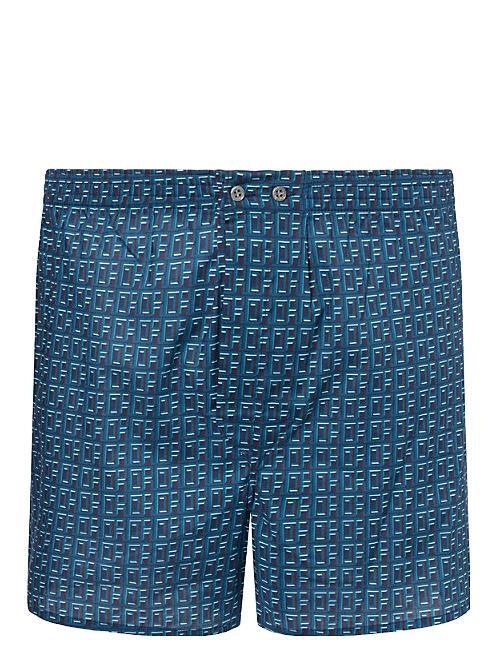 Derek Rose Dr Monogram Cotton Boxer Shorts - Navy