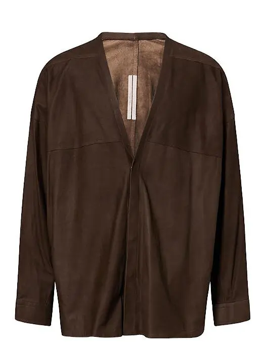 Rick Owens Relaxed Larry Leather Shirt - Grease