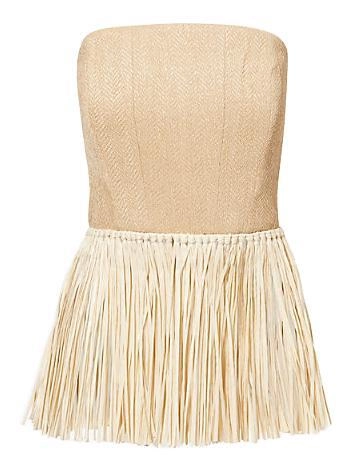 REBIRTH Sleeveless Fringed Cotton-blend Corset Top - Natural