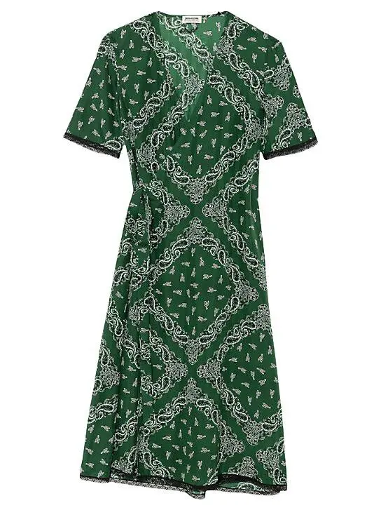 Zadig&Voltaire Bandana Print Silk Wrap Midi Dress - Meadow