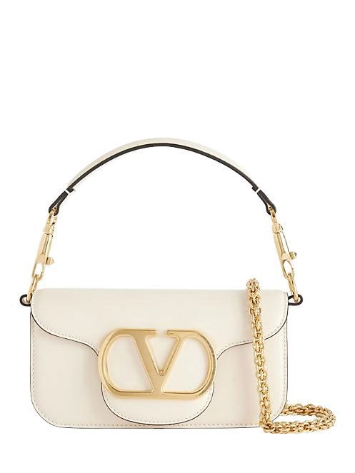Valentino Garavani Locò Small Leather Shoulder Bag - Light Ivory