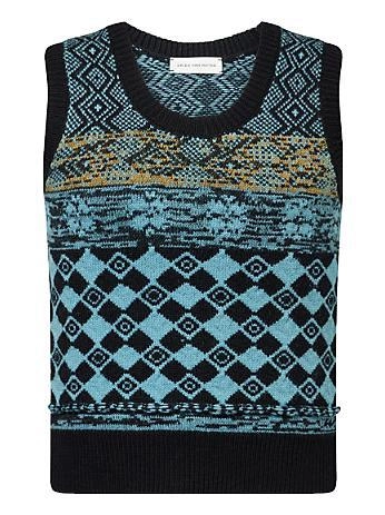 Dries Van Noten Mahoba Intarsia-knit Wool Vest - Black