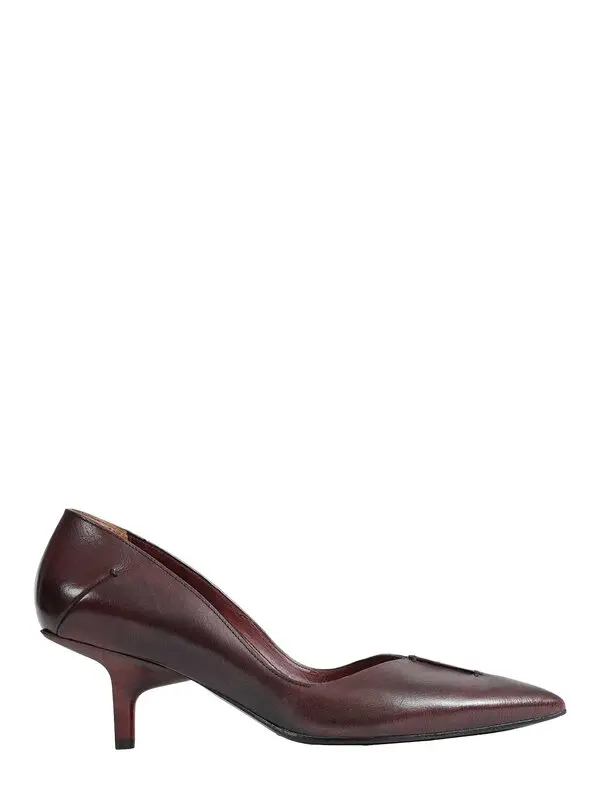 CAPASA Leather Pumps With Kitten Heel - Red