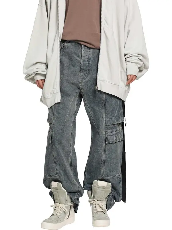 Rick Owens Tower Cargo Jeans In Mineral Indigo - Blue
