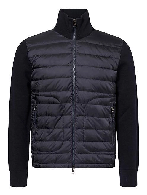 Moncler Hybrid Zip-up Padded And Knit Cardigan - Navy