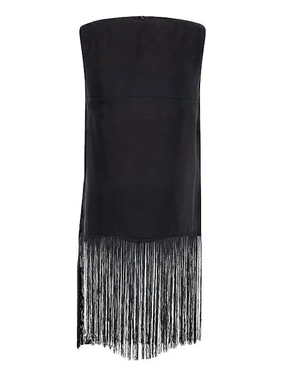 Dissh Fiora Fringed Woven Top - Black