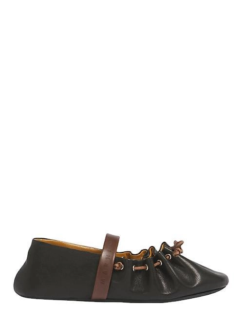 Marni Leather Ballet Flats With Drawstring Detail - Zp078