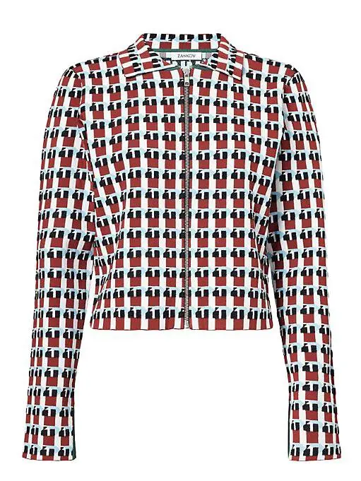 ZANKOV Sauve Geometric-pattern Jersey Jacket - Gamay Multi