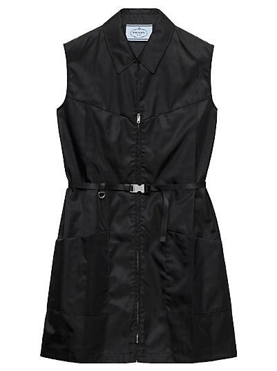 Prada Re-nylon Belted Woven Mini Dress - Black