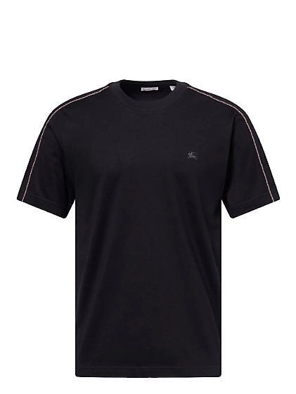 Burberry Check Piping Cotton-jersey T-shirt - Black