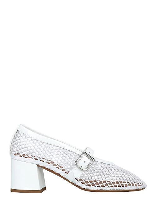 Alaïa Fishnet 55 Heeled Leather Pumps - White