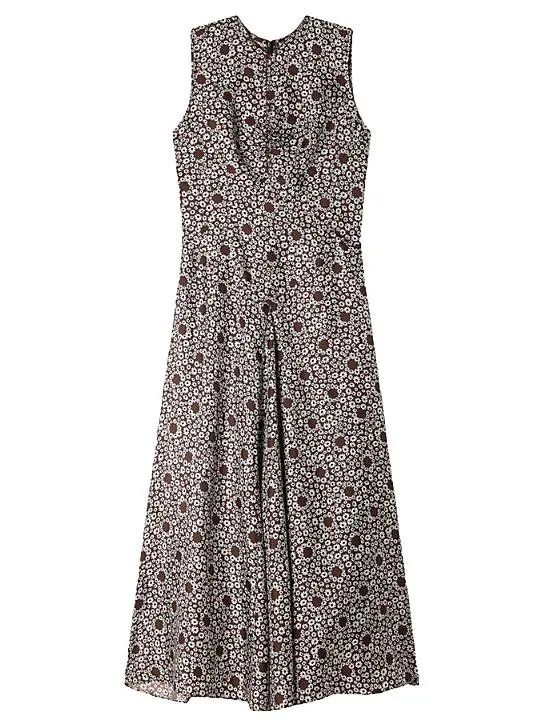 Sandro Daisy-print Sleeveless Woven Maxi Dress - Brown