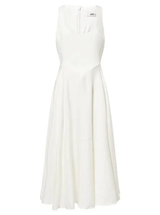 Oddmuse Scoop Neck Cinched Midi Dress - Ecru