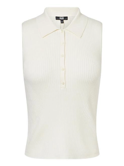 Paige Vesta Knitted Cotton-blend Top - Ivory