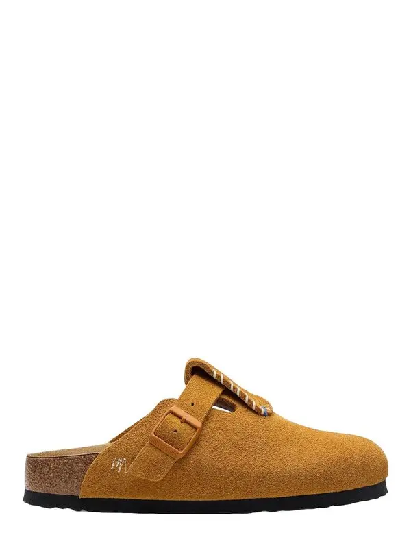 BIRKENSTOCK Boston Flap Suede Clogs - Honey