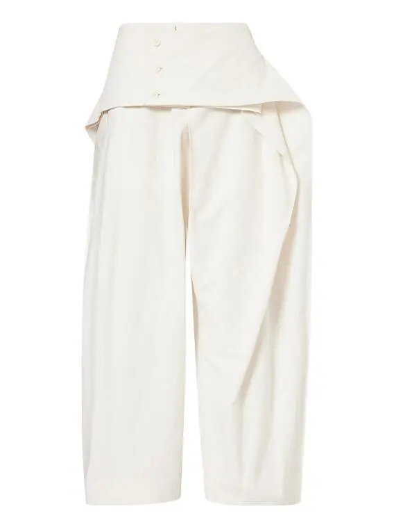 Issey Miyake Grainy Wrap-over Cotton-blend Trousers - Neutral