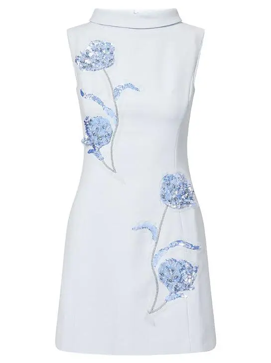Huishan Zhang Amira Floral Woven Mini Dress - Light Blue