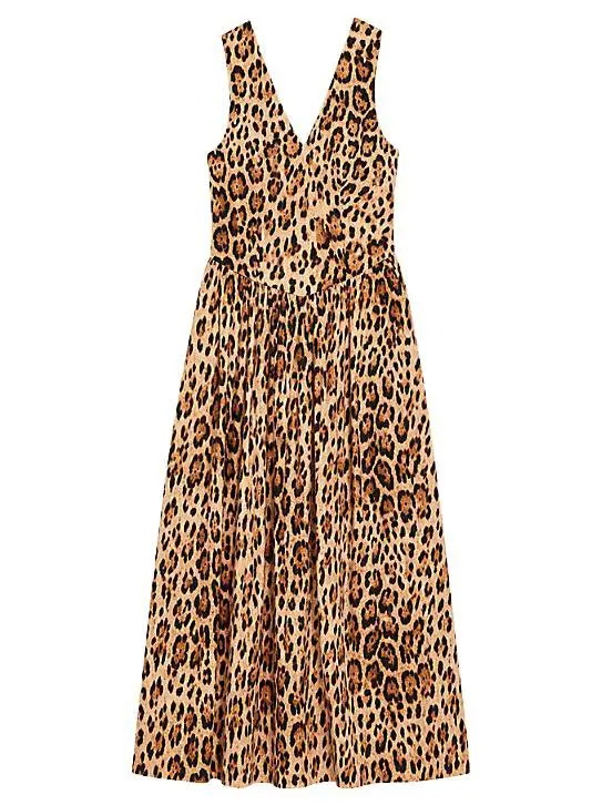 RO&ZO Alexis Leopard-print Cotton-sateen Midi Dress - Multi