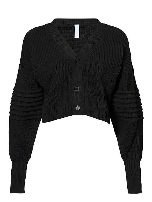 CFCL Gauge Cropped Knitted Cardigan - Black
