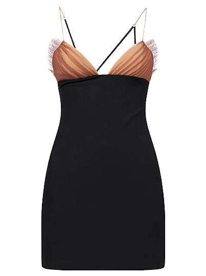 NENSI DOJAKA Pleated Bra Stretch-woven Mini Dress - Black