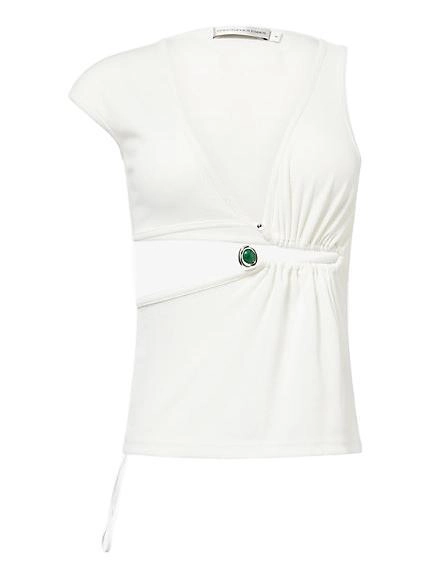 Christopher Esber Droplet Crystal Ruched Stretch-jersey Tank Top - White