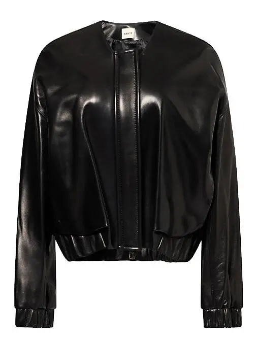 Khaite Cordan Bomber Leather Jacket - Black