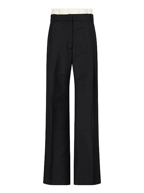 ROHE FRAMES Boxer-detail Wide-leg Wool Trousers - Black