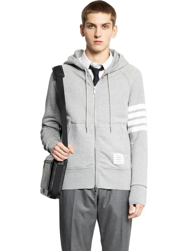 Thom Browne Classic Loopback 4-bar Zip-up Hoodie - Grey