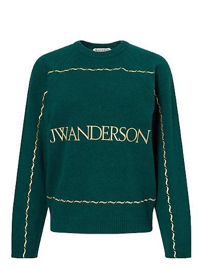 JW Anderson Logo Embroidered Wool Jumper - Pine