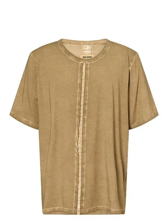 UMA WANG Seam-detail Relaxed-fit Stretch-cotton T-shirt - Tan