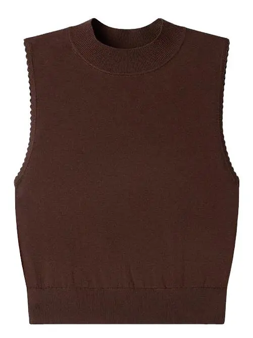 Sandro Cropped Sleeveless Jumper - Brown